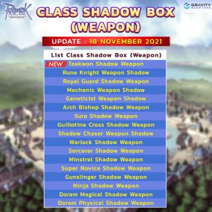Update !! Class Shadow Box (Weapon) – Ragnarok Online